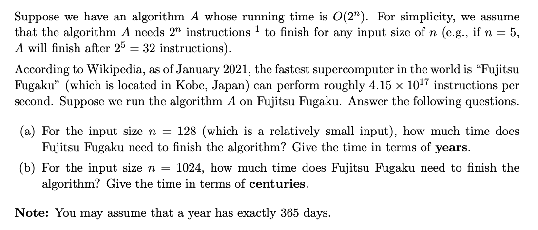 Solved 1 Suppose we have an algorithm A whose running time | Chegg.com