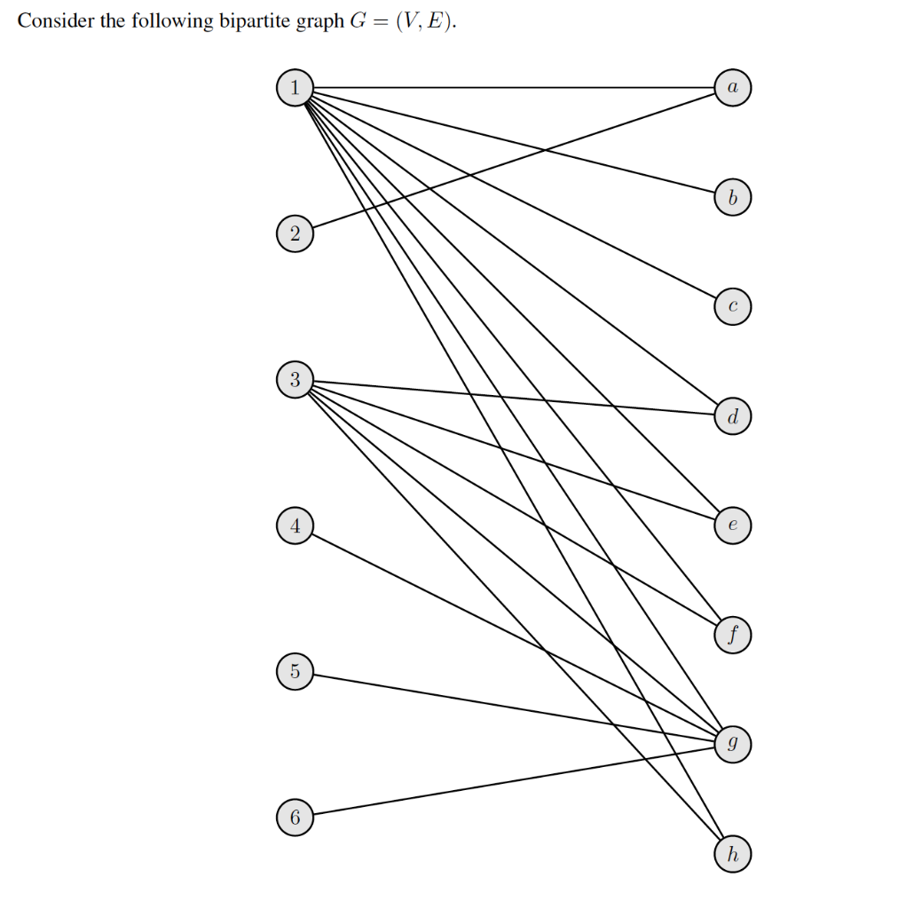 Consider the following bipartite graph G = (V, E). a | Chegg.com