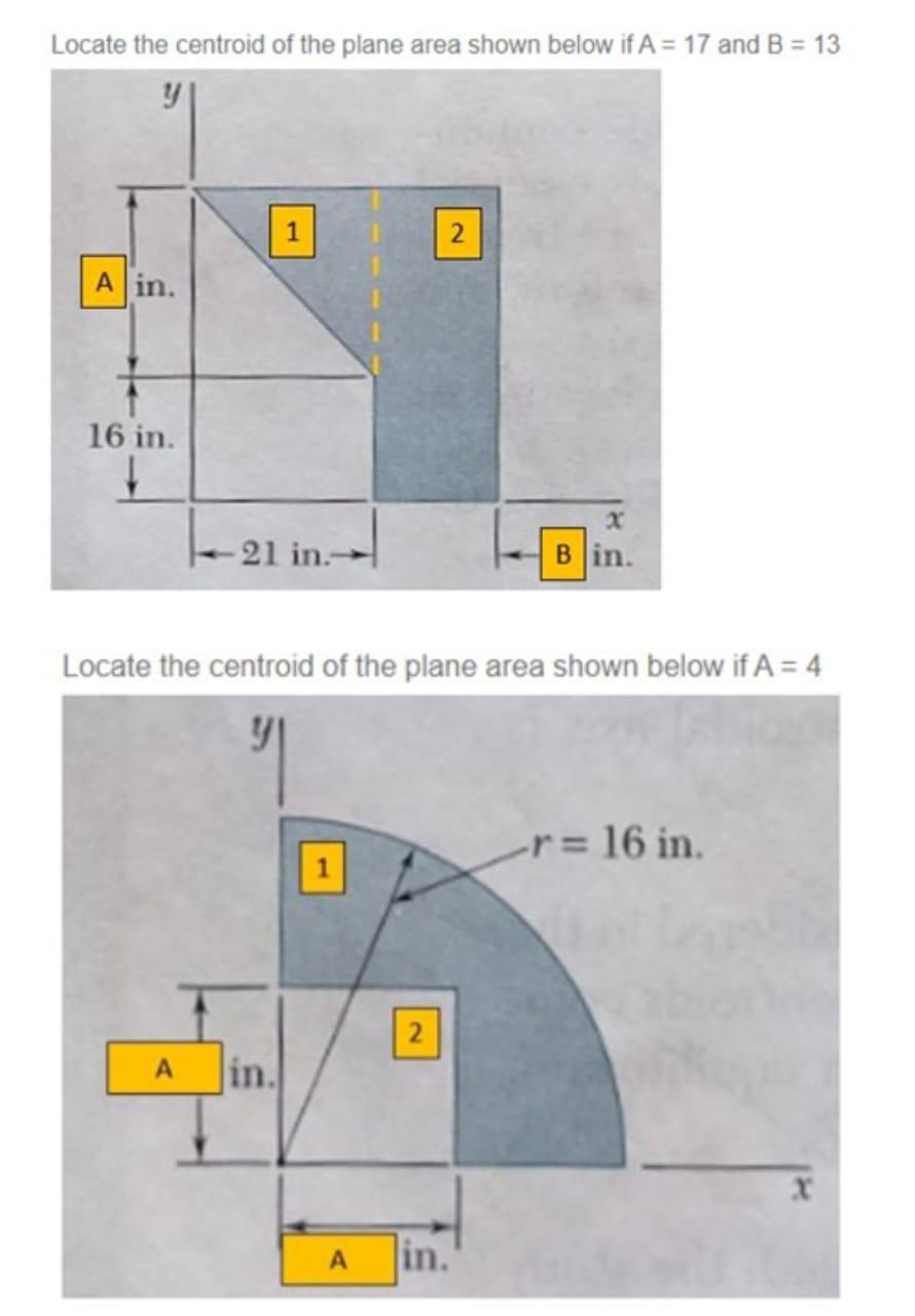 Solved Locate the centroid of the plane area shown below if | Chegg.com