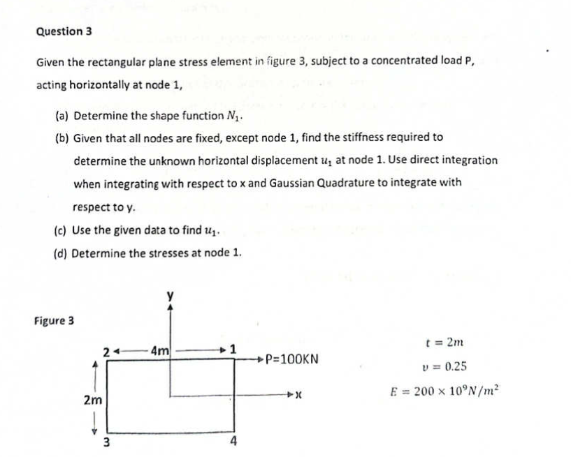 Solved Question 3 ﻿Given the rectangular plane stress | Chegg.com