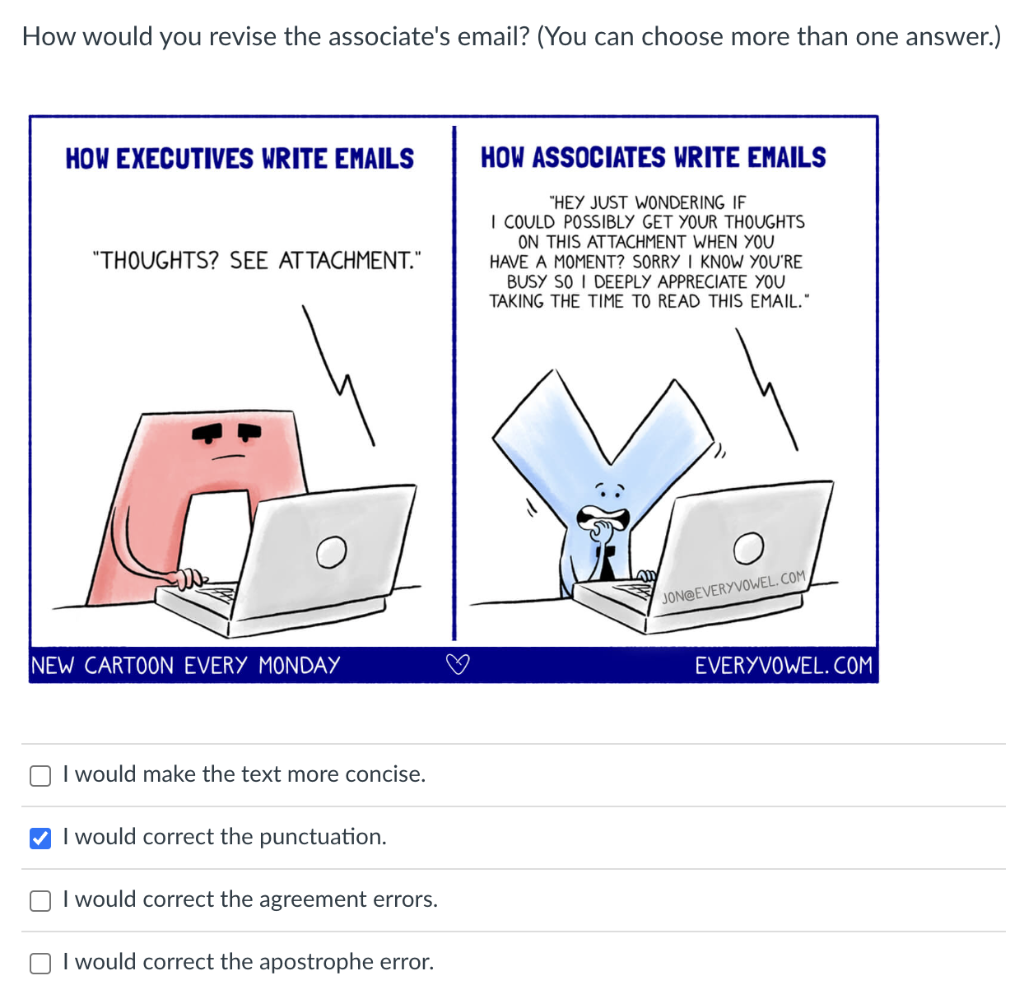 Solved How would you revise the associate's email? (You can | Chegg.com
