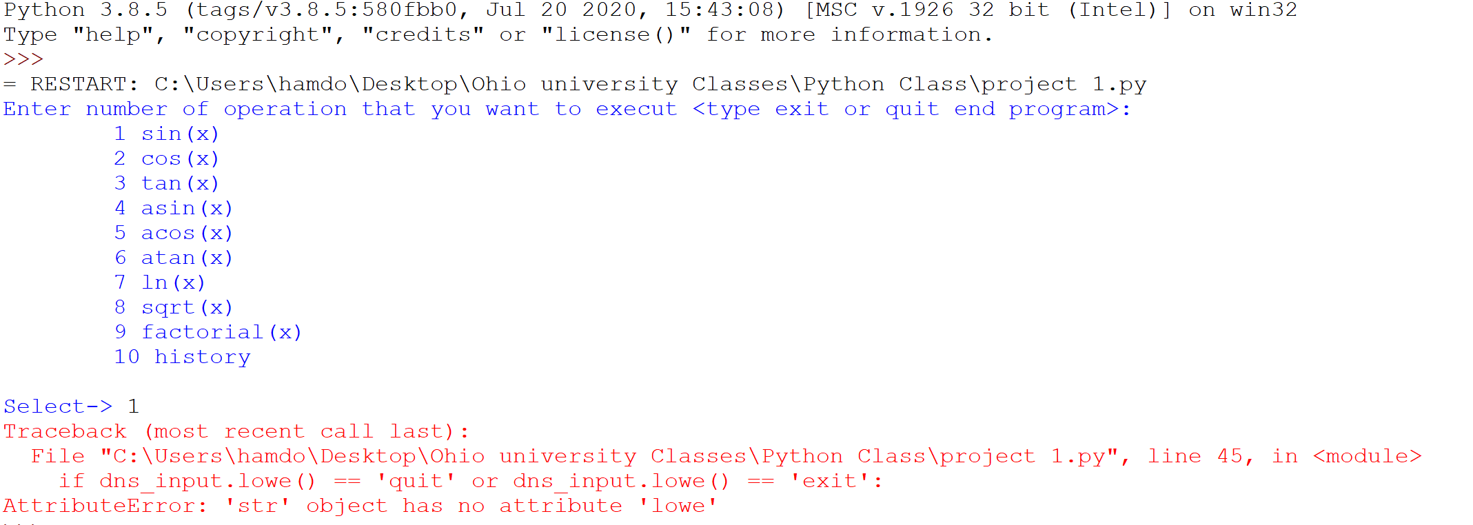 Solved import math [] operation - arguments = dns_prompt | Chegg.com