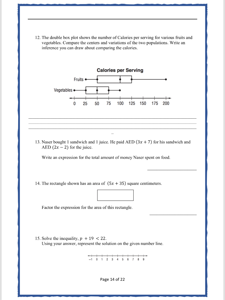 Box Plot Multiple Choice Question