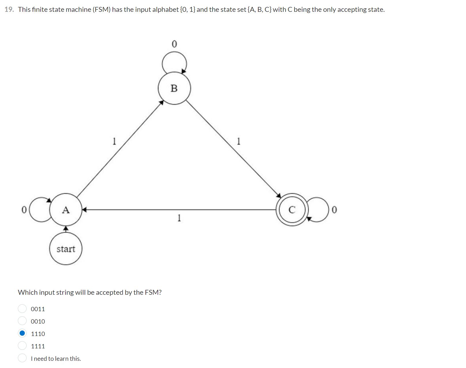 Solved 19. This finite state machine (FSM) has the input | Chegg.com