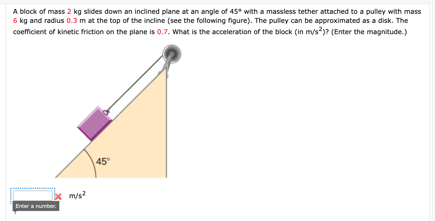 Solved A block of mass 2 kg slides down an inclined plane at | Chegg.com