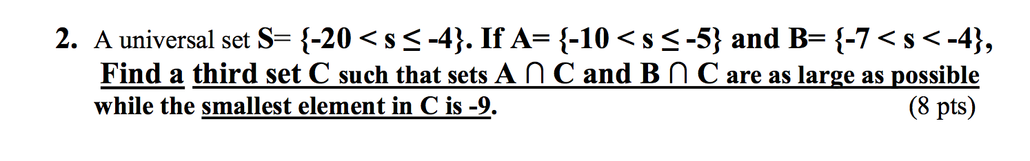 Solved 2. A universal set S= {-20