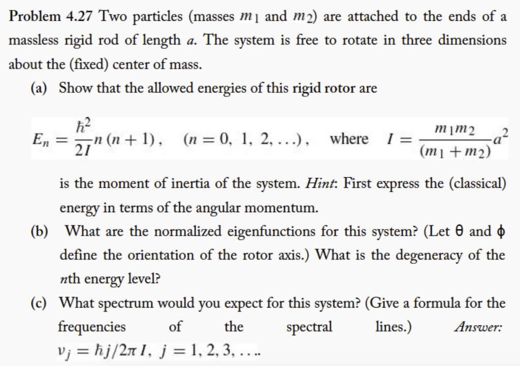 Solved Problem 4.27 Two particles (masses m] and m2) are | Chegg.com