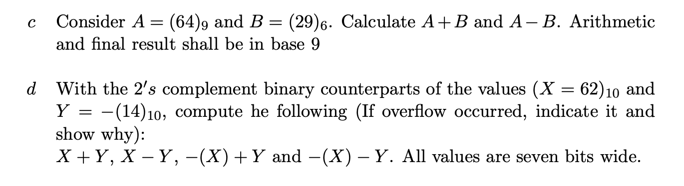Solved с Consider A= (64), and B = (29)6. Calculate A+B and | Chegg.com
