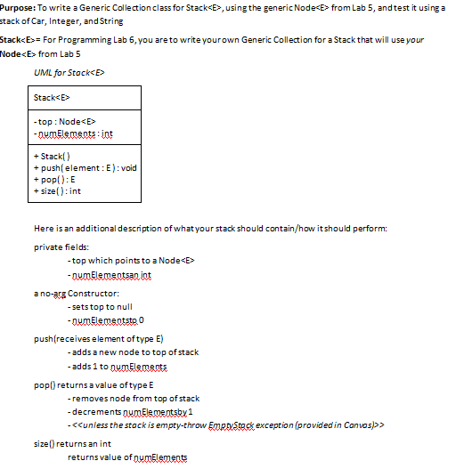 Solved I need help with this lab on java for STACK , please | Chegg.com