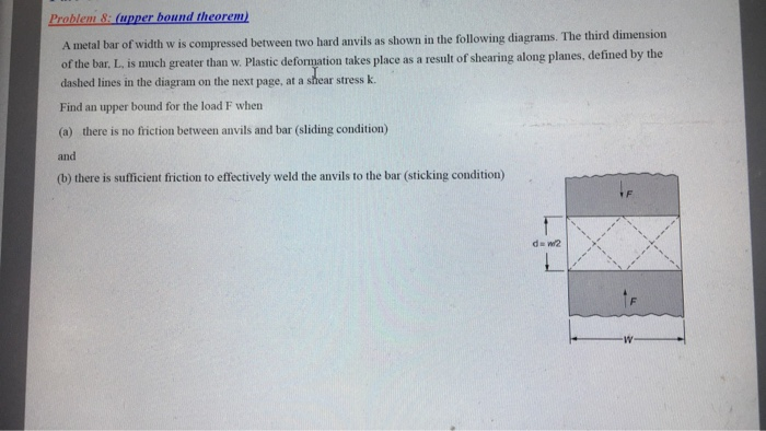 Prablem S: (upper bound theorem A metal bar of width | Chegg.com