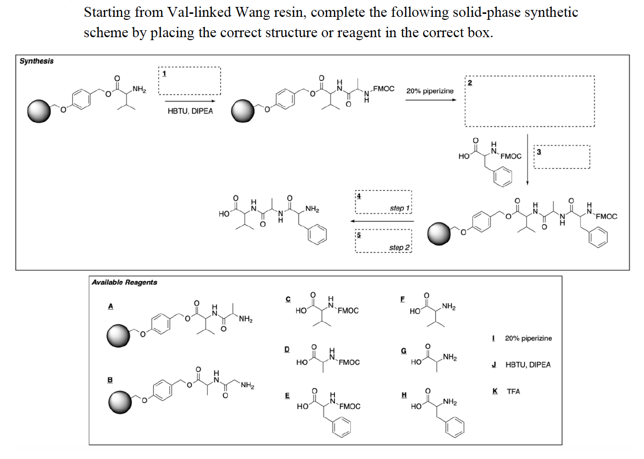 Solved Starting from Val-linked Wang resin, complete the | Chegg.com