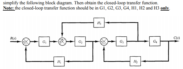 Solved simplify the following block diagram. Then obtain the | Chegg.com