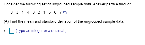 Solved Consider the following set of ungrouped sample data. | Chegg.com