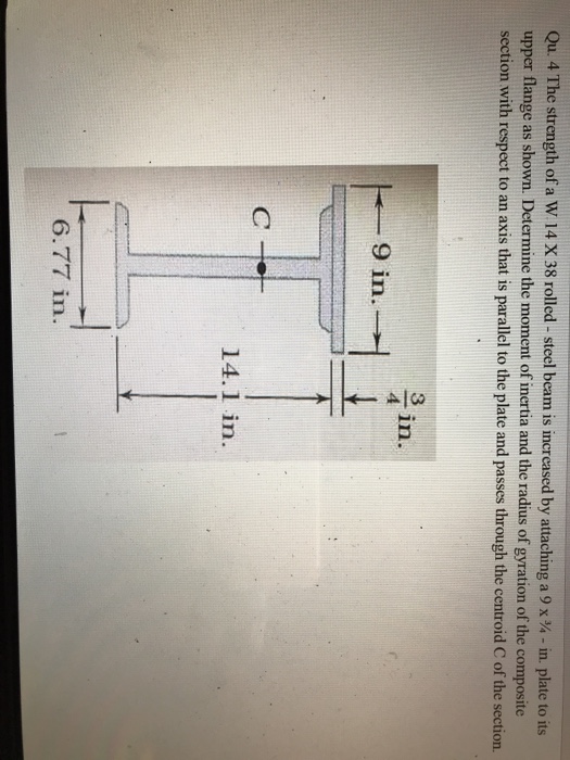 Solved Qu. 4 The strength of a w 14 ? 38 rolled-steel beam | Chegg.com