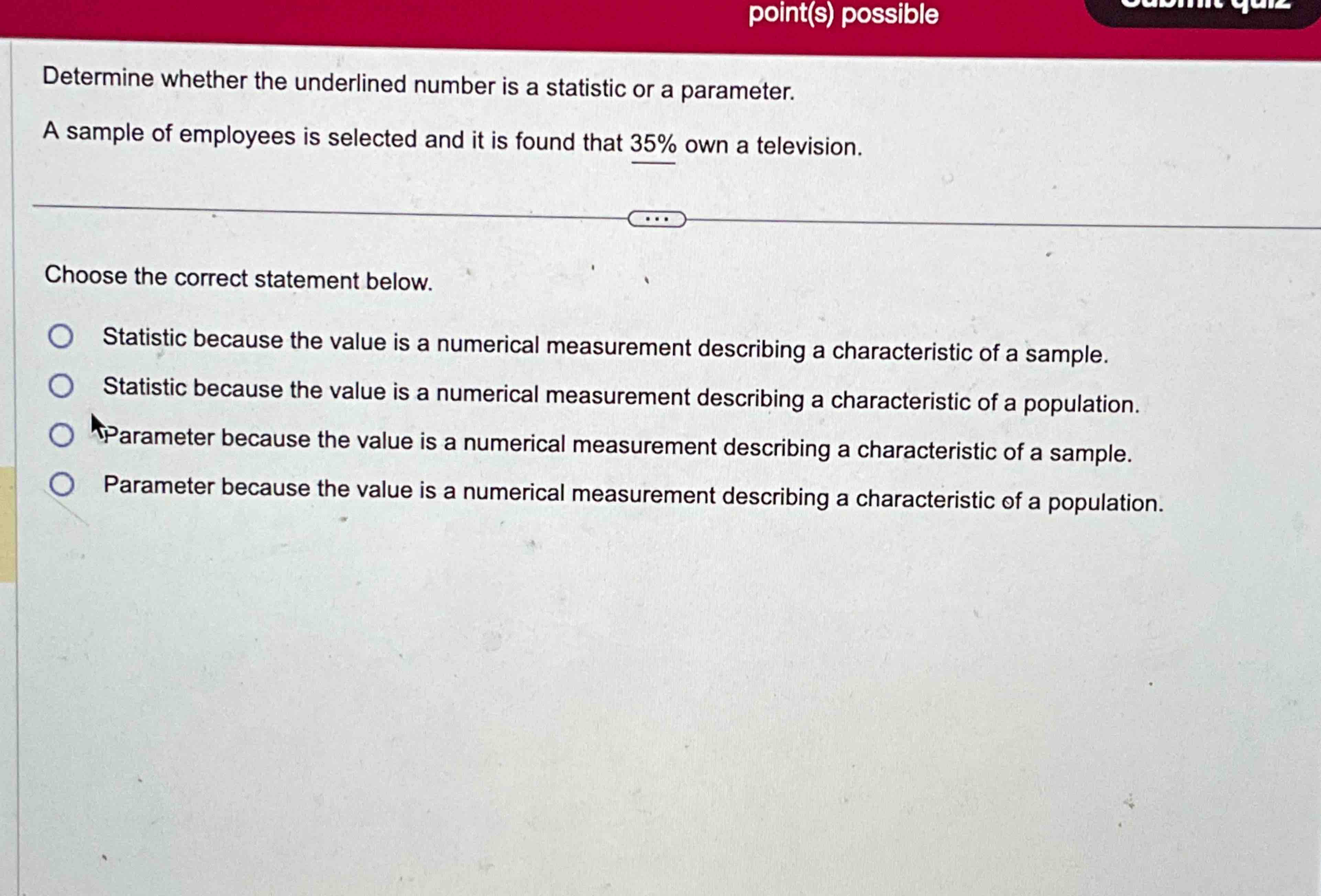 Solved Determine whether the underlined number is a | Chegg.com