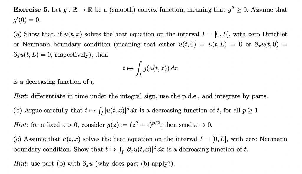 Solved Exercise 5. Let g:R→R be a (smooth) convex function, | Chegg.com