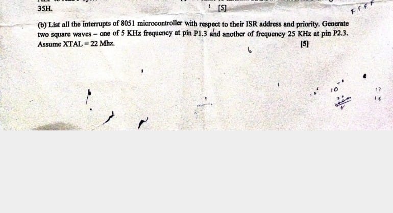 Solved (b) List all the interrupts of 8051 microcontroller | Chegg.com