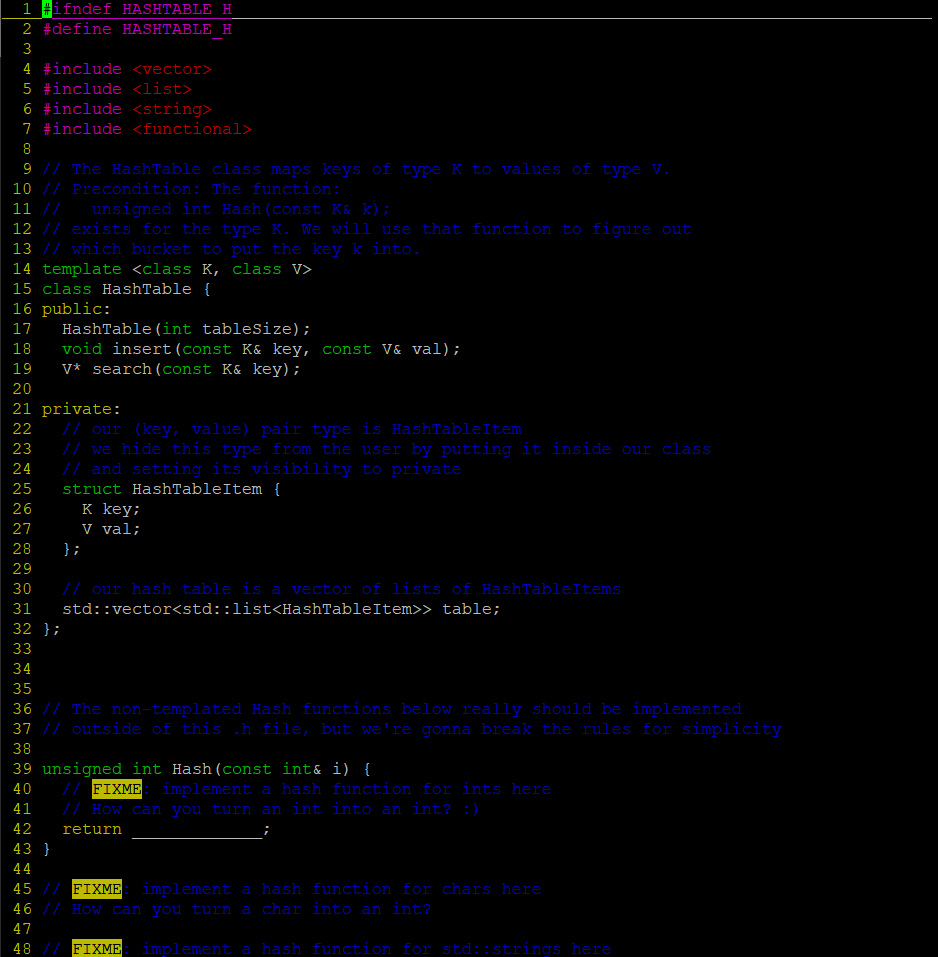 Part 1: Implement hash functions for a bunch of types | Chegg.com