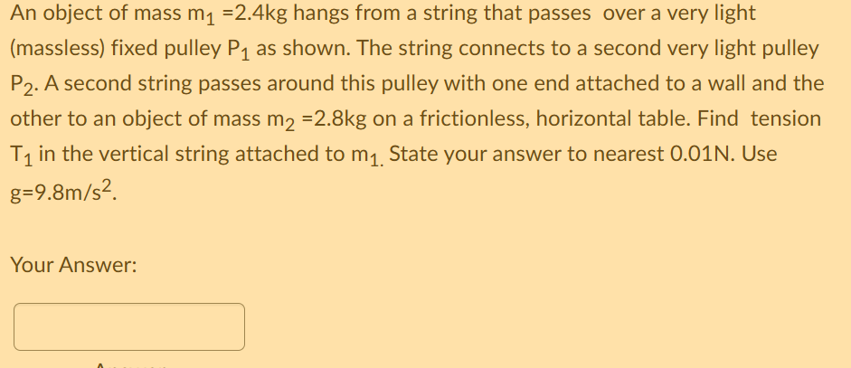 An object of mass m1=2.4 kg hangs from a string that | Chegg.com