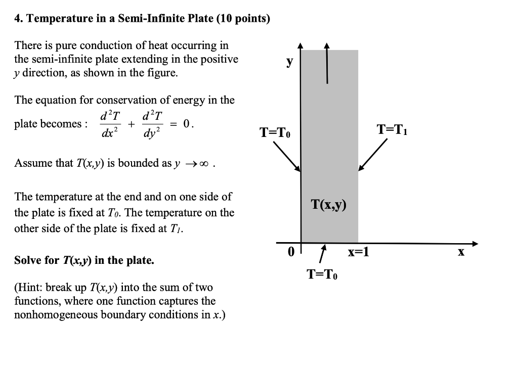 Solved 4. Temperature in a Semi-Infinite Plate (10 points) | Chegg.com
