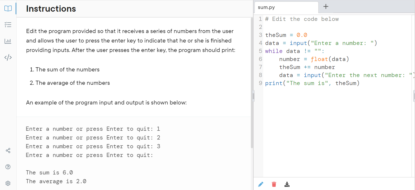 Solved what do i add to this code to get the average | Chegg.com