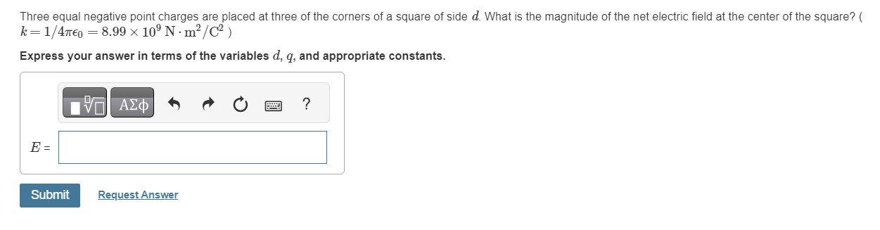 Solved Three equal negative point charges are placed at | Chegg.com