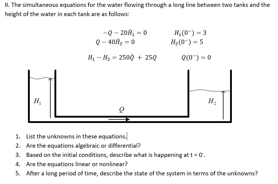 II. The simultaneous equations for the water flowing | Chegg.com
