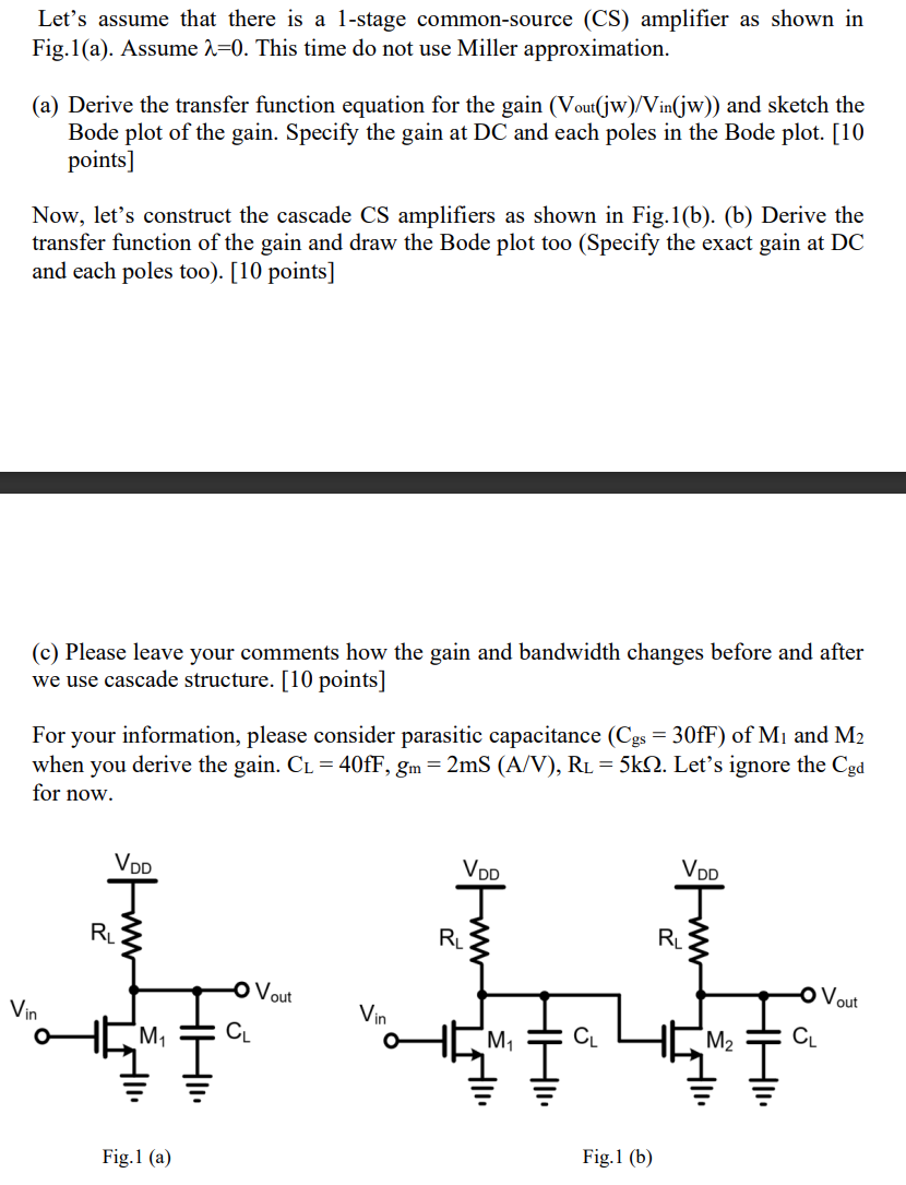 Solved Let's assume that there is a 1 -stage common-source | Chegg.com