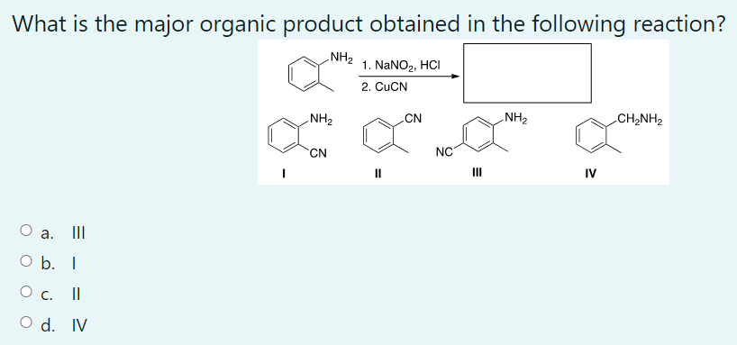 [Solved]: What is the major organic product obtained in th