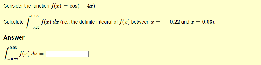 Solved Consider the function f(x)=cos(−4x) Calculate | Chegg.com