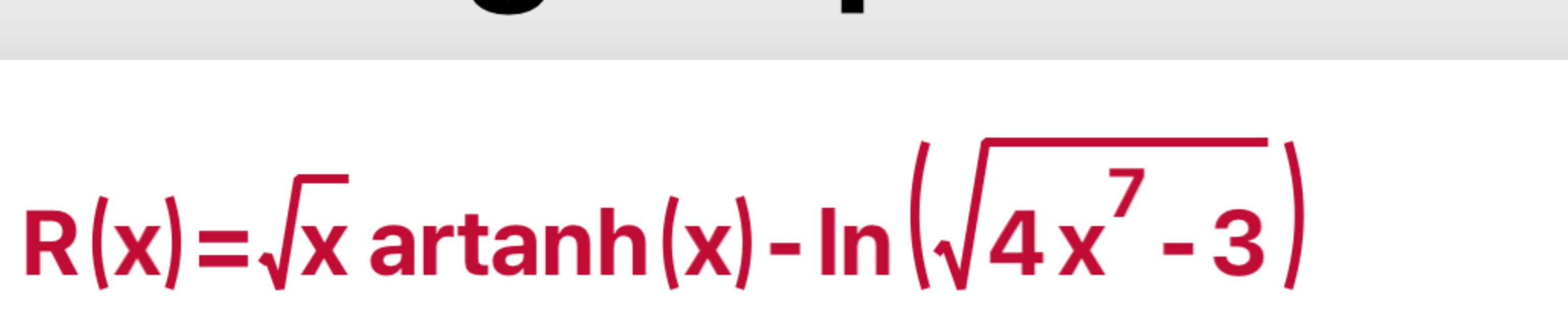 Solved R(x)=x2artanh(x)-ln(4x7-32) | Chegg.com