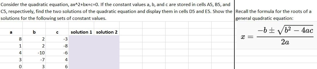 Solved Consider the quadratic equation, a∧2+bx+c=0. If the | Chegg.com