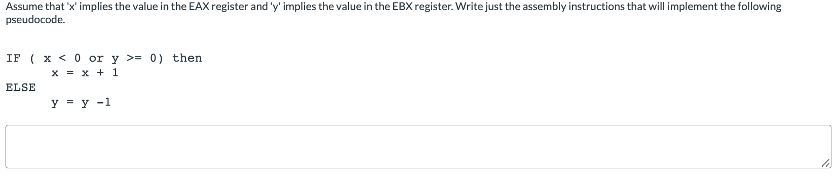 Solved Assume that ' x ' implies the value in the EAX | Chegg.com