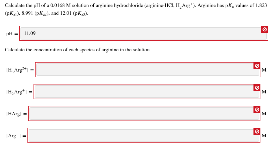 Solved Calculate the pH of a 0.0168 M solution of arginine | Chegg.com