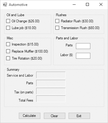 Solved Instructions C# only Joe’s Automotive Joe’s | Chegg.com