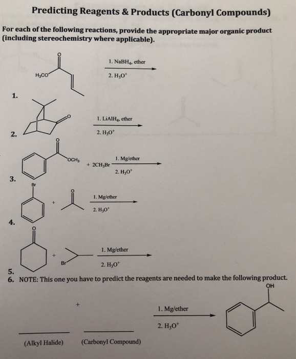Solved Predicting Reagents & Products (Carbonyl Compounds) | Chegg.com