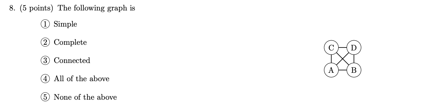 Solved 8. (5 points) The following graph is 1 Simple 2 | Chegg.com