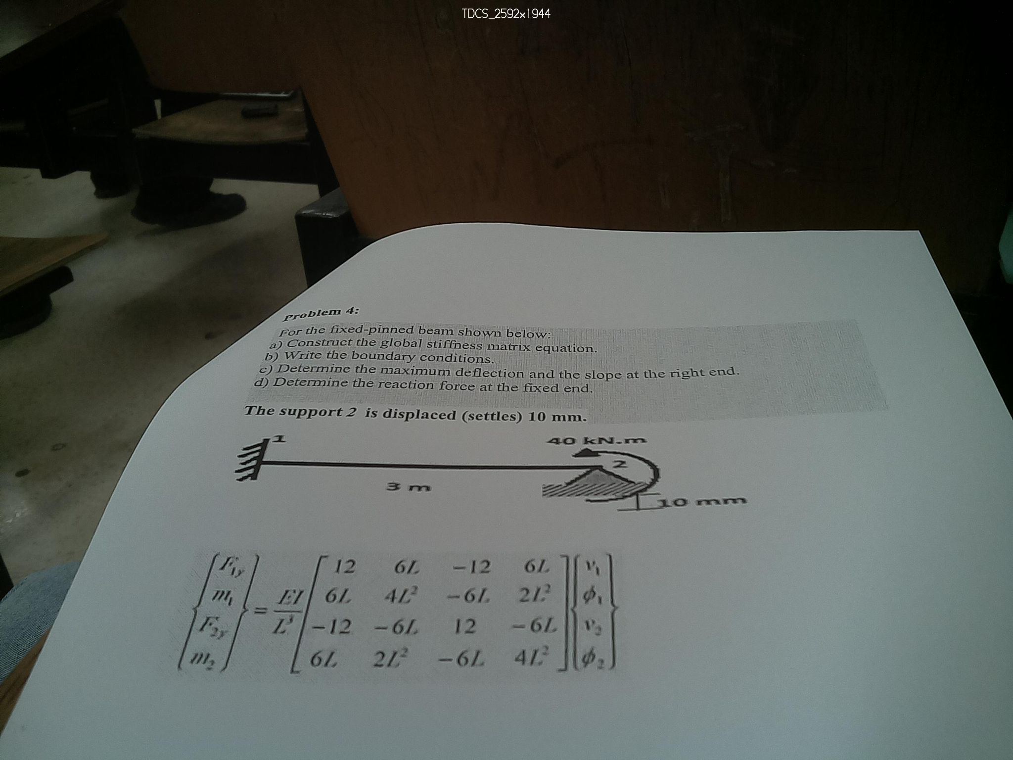 problem 4:For the fixed-pinned beam shown | Chegg.com