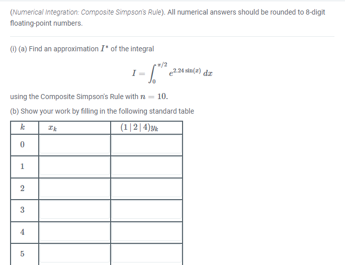 Solved (Numerical Integration: Composite Simpson's Rule). | Chegg.com