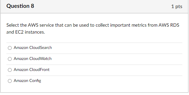 Solved Select from the following options all the AWS | Chegg.com