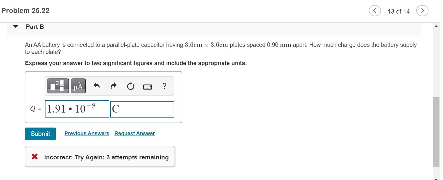 Solved Problem 25.22 Part B An AA battery is | Chegg.com