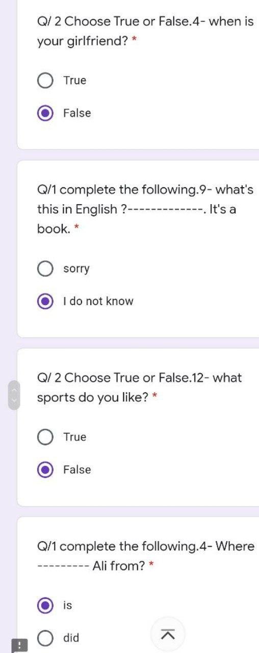 Solved QI 2 Choose True or False. 4- when is your | Chegg.com