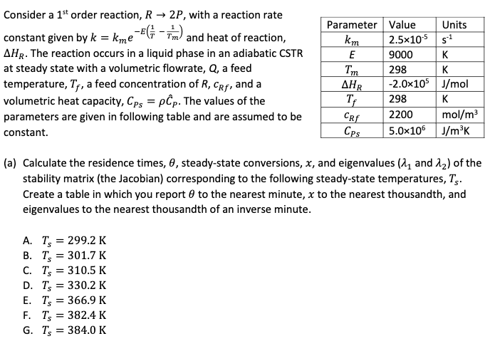 Solved Consider a 1st order reaction, R→2P, with a reaction | Chegg.com