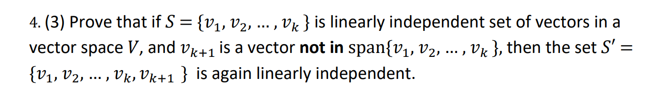 Solved 4. (3) Prove that if S = {V1, V2, ..., Vk} is | Chegg.com
