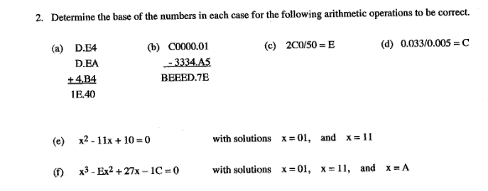 Solved Determine the base of the numbers in each case for | Chegg.com