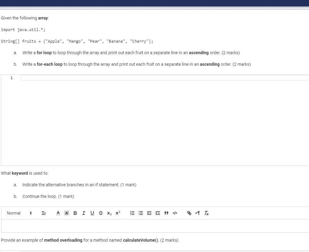 Solved Given the following array import java.util.*; | Chegg.com