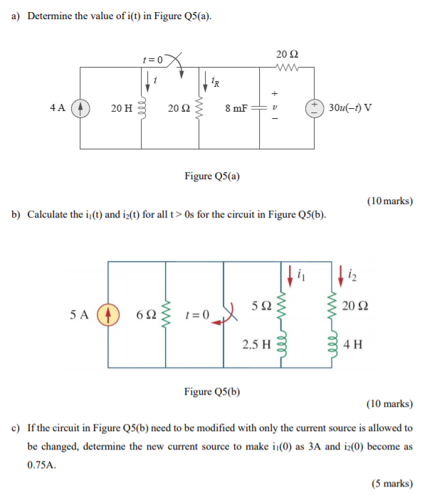 Solved a) Determine the value of it) in Figure Q5(a). 2012 | Chegg.com