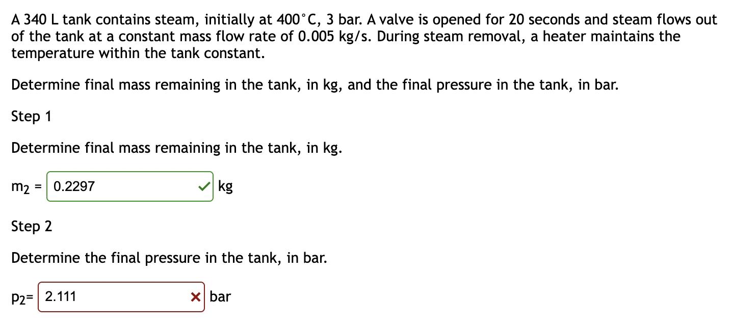 Solved A 340 L tank contains steam, initially at 400∘C,3 | Chegg.com
