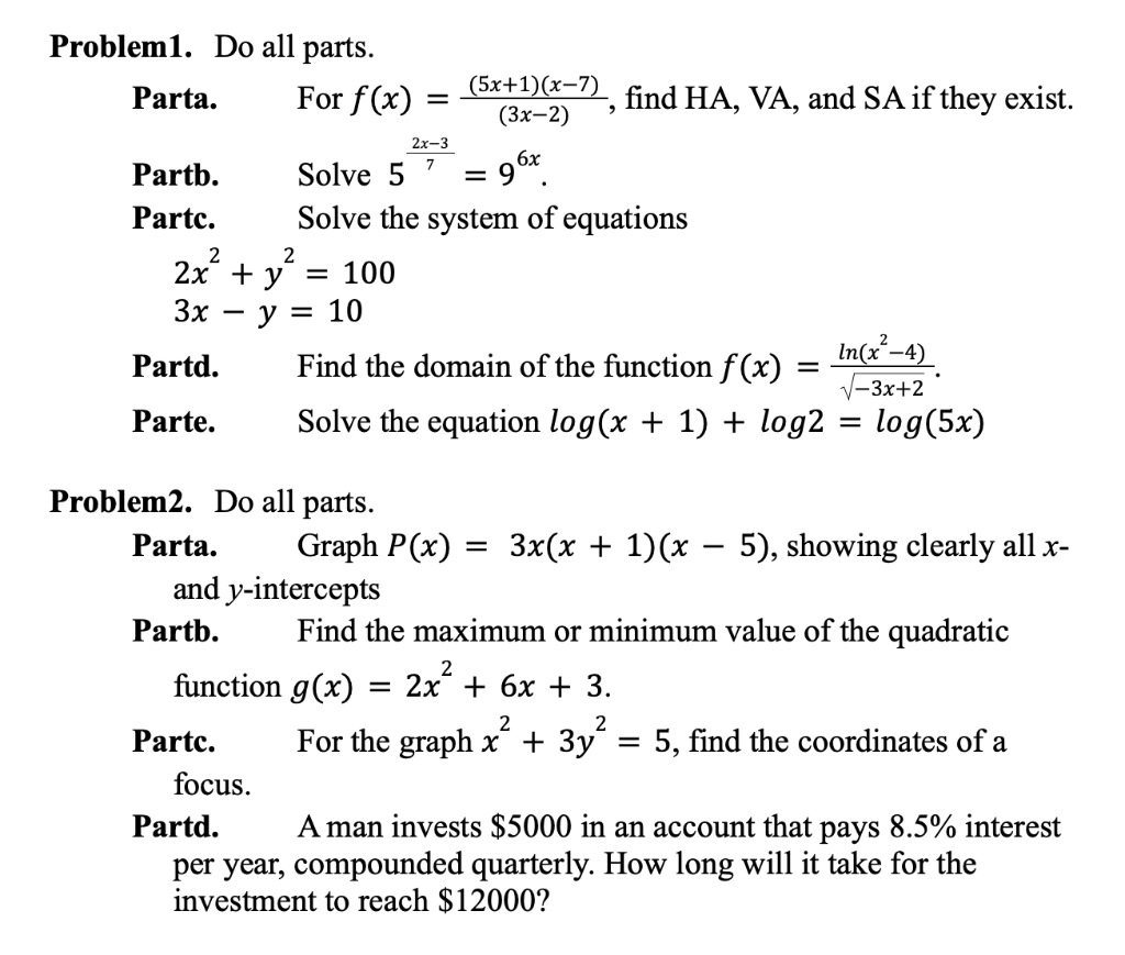 Solved Problem1. Do all parts. Parta. For | Chegg.com