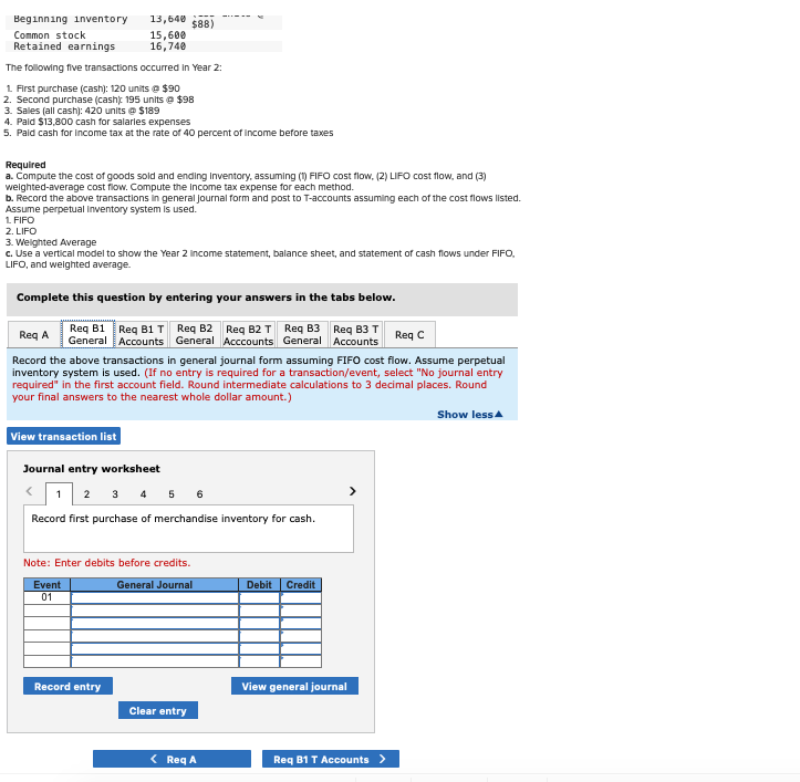 Problem 5-19A (Algo) Effect of different inventory | Chegg.com